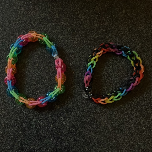 Accessories | Two Handmade Bracelets Rainbow Set Colored | Poshmark